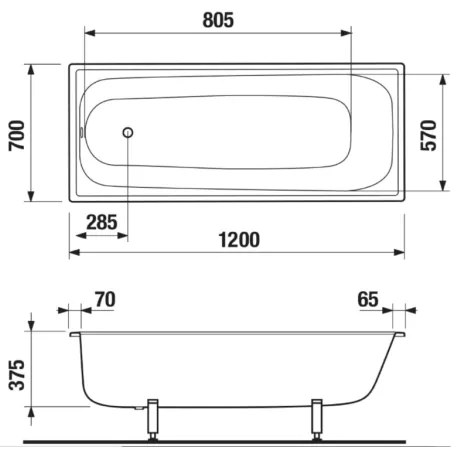 JIKA H2340200000001 - Vana RIGA 120x70 ocel/bílá