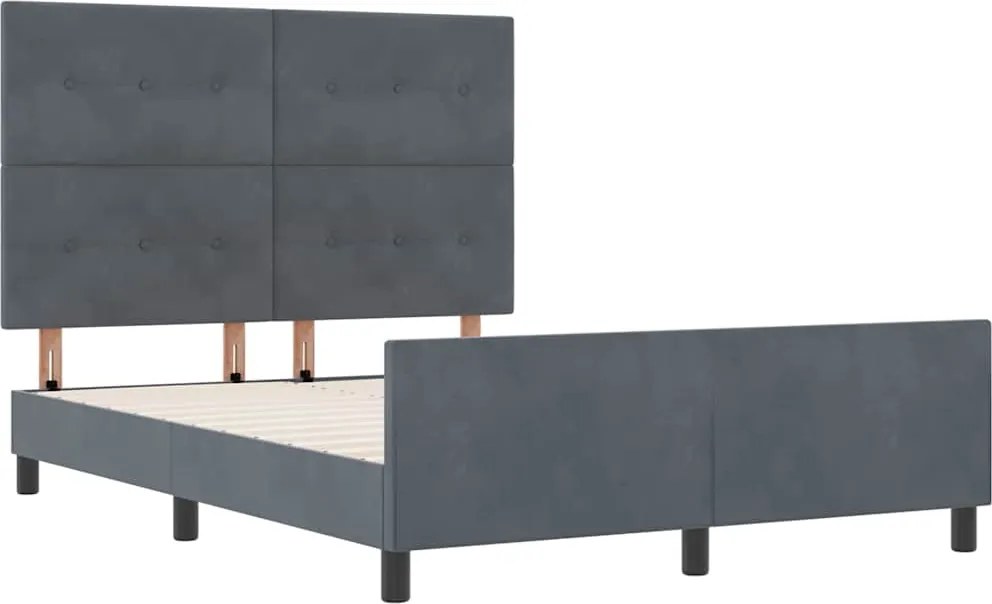 Postel s boxspringem s čelo Tmavě šedá 140 x 190 cm samet 3344940