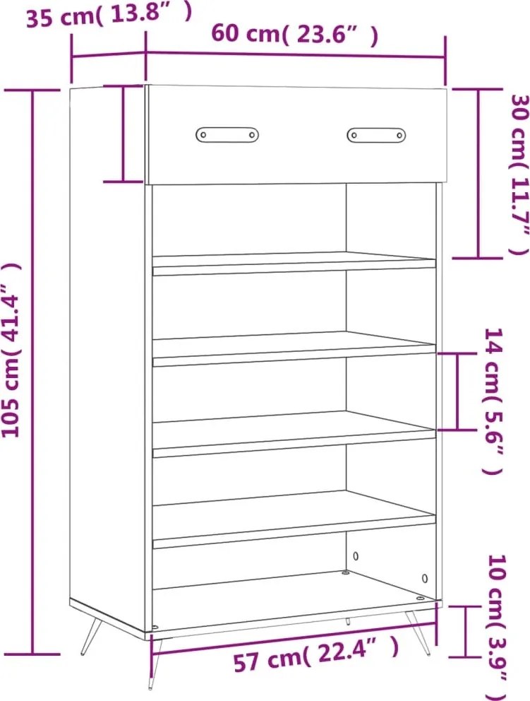 vidaXL Botník 60 x 35 x 105 cm kompozitní dřevo [829584] Barva: dub sonoma