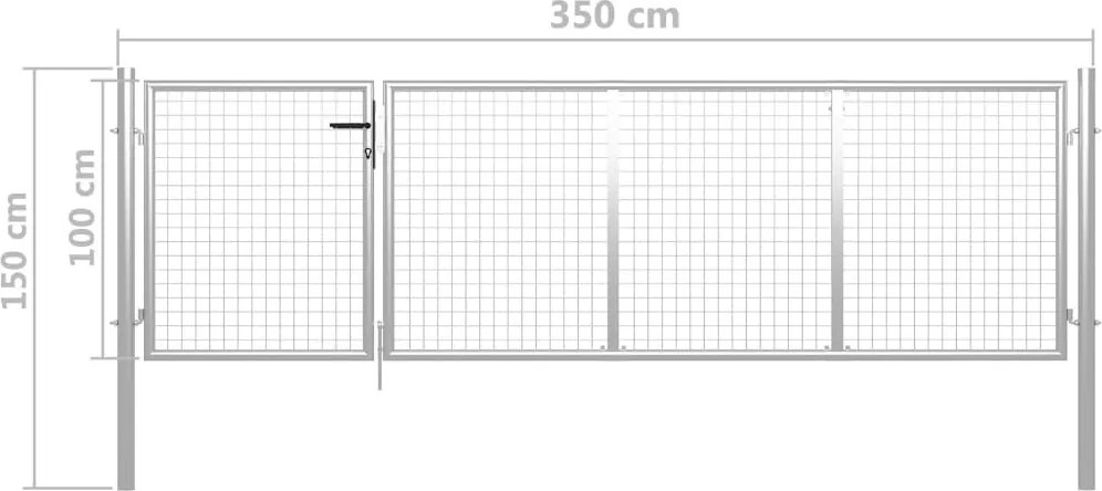 vidaXL Zahradní brána ocel 350 x 100 cm [144341] Barva: Zelená
