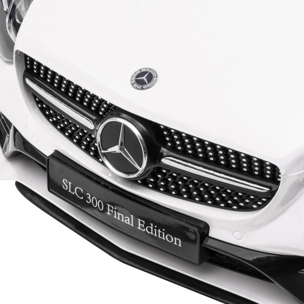 Dětské elektrické auto AIYAPLAY Mercedes SLC 300 s 12V baterií pro děti od 3 let s dálkovým ovládáním, LED světly, klaksonem a hudbou - Bílá