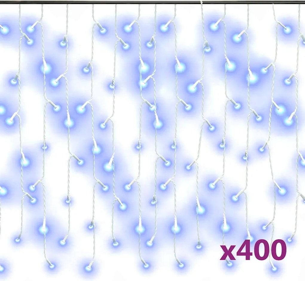 LED světelný závěs s rampouchy 10 m 400 LED modrý 8 funkcí 328913