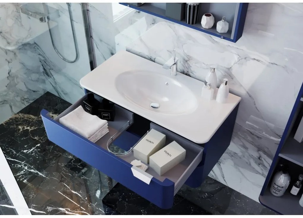Kingsbath Velluto Blue 80 koupelnová skříňka s umyvadlem