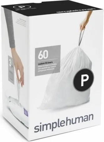 Stahovací sáčky na odpadky 50-60 l, typ P - 60 ks, bílá
