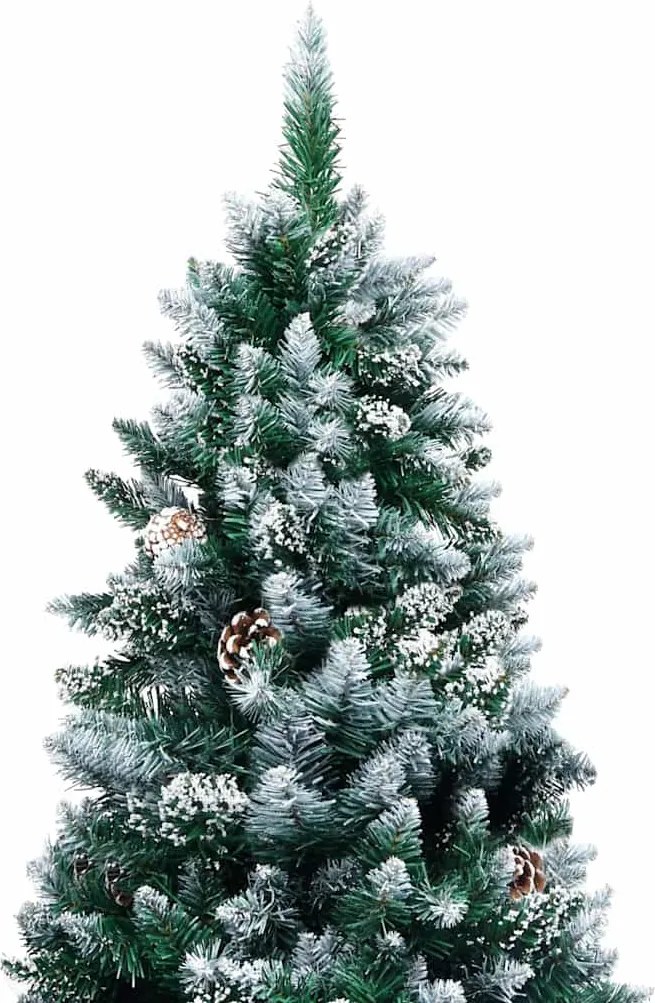 Umělý vánoční stromek se šiškami a bílým sněhem 240 cm 321018