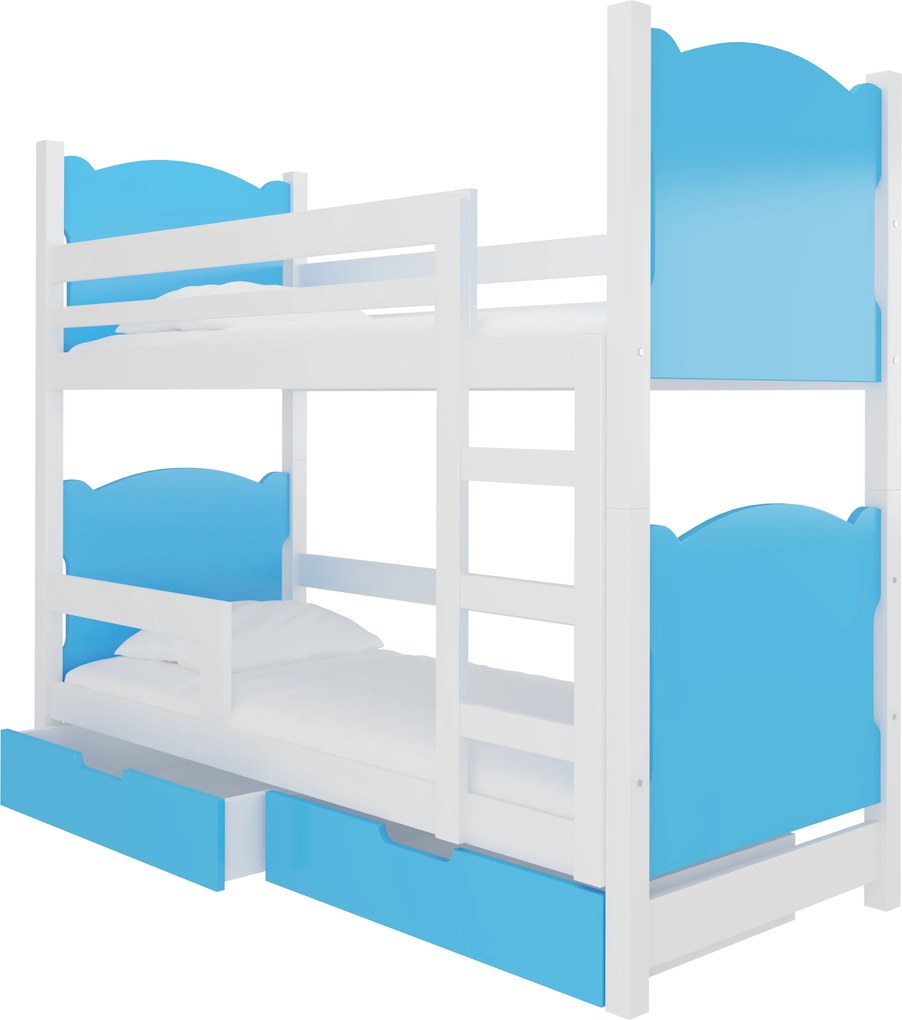 ADRK Furniture Patrová postel pro dvě osoby s matracemi MARABA CH-Mar-W+BL-D040