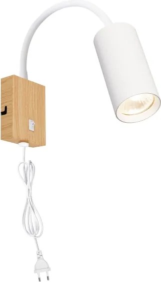 Brilagi - Flexibilní nástěnná lampa SELE 1xGU10/30W/230V bílá/dekor dubu