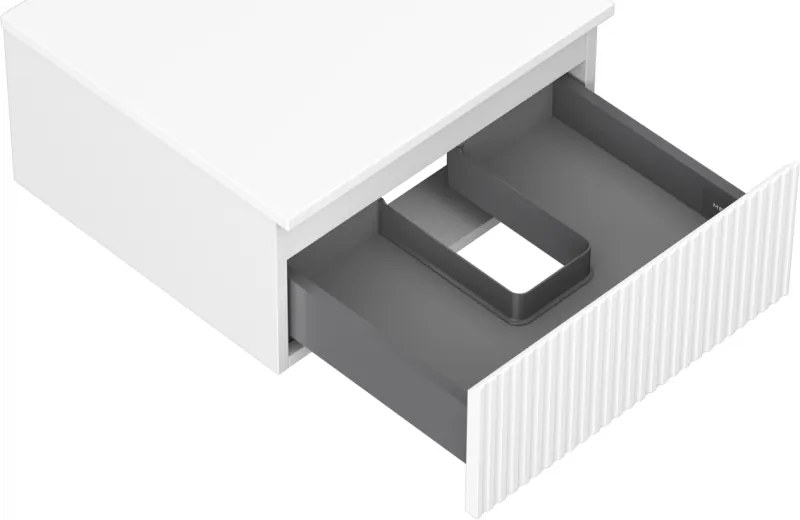 Mexen Rivel, koupelnová skříňka 50 cm s horní částí, 1 zásuvka, drážkovaná, bílá matná, 91A20-05023-1-BFC01