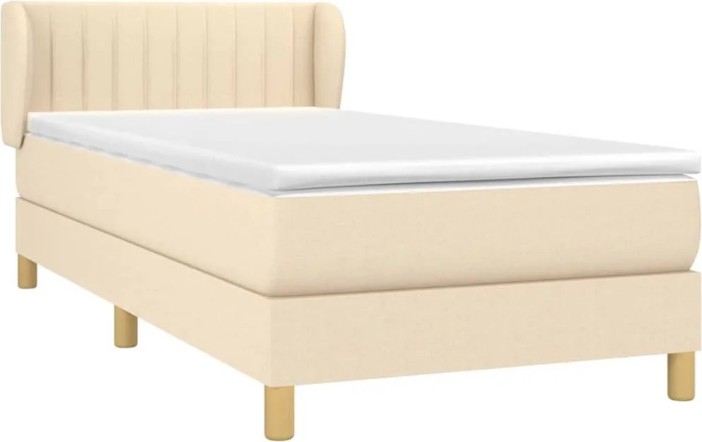 Box spring postel s matrací krémová 90x190 cm textil 3126930