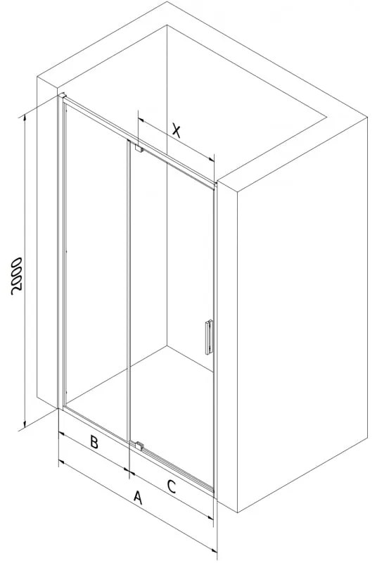Mexen Exo, 1-křídlé dveře do otvoru 120x200 cm, 6mm čiré sklo, chromový profil, 819-120-000-01-00