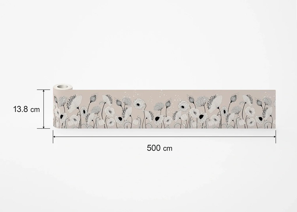 Samolepící bordura na zeď Sketch Kvetů | 5 m x 13.8 cm | DWB8409