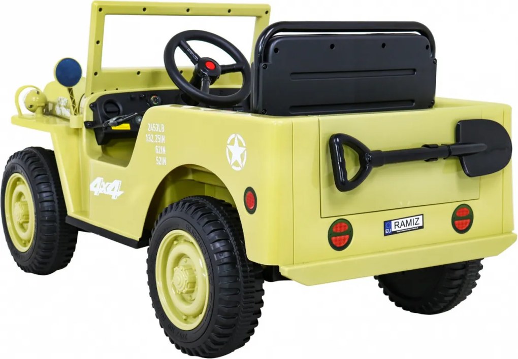 Ramiz Retro vojenské auto pro děti béžové + pohon 4x4