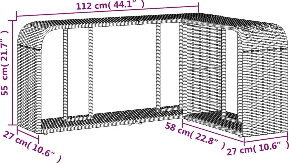 vidaXL Úložné regály 2 ks polyratan [366188] Barva: světle šedá