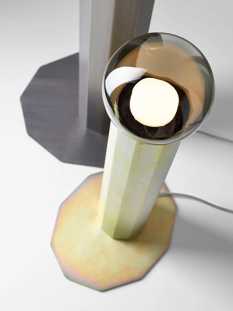 Designové stojací lampa Brokis Prisma large 800, PC1317 Povrch Montury: žlutý zinek pískovaný + matný lak, Barva skla: transparentní sklo, Povrchová úprava baldachýnu: žlutý zinek pískovaný + matný lak
