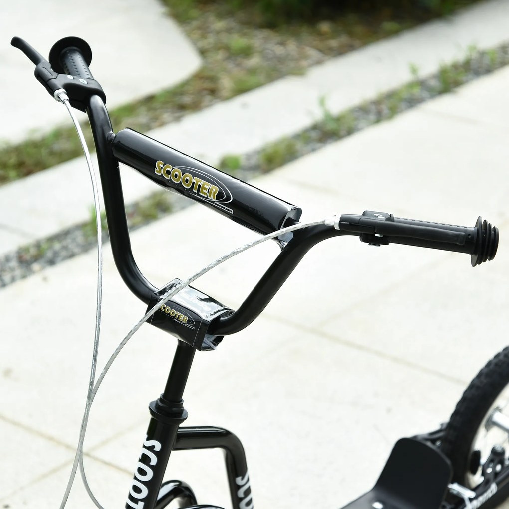 HOMCOM Dětská koloběžka Scooter Městská koloběžka od 5 let s 12palcovými pneumatikami v černé barvě 120x58x75-80 cm pro bezpečnou zábavu při jízdě | …