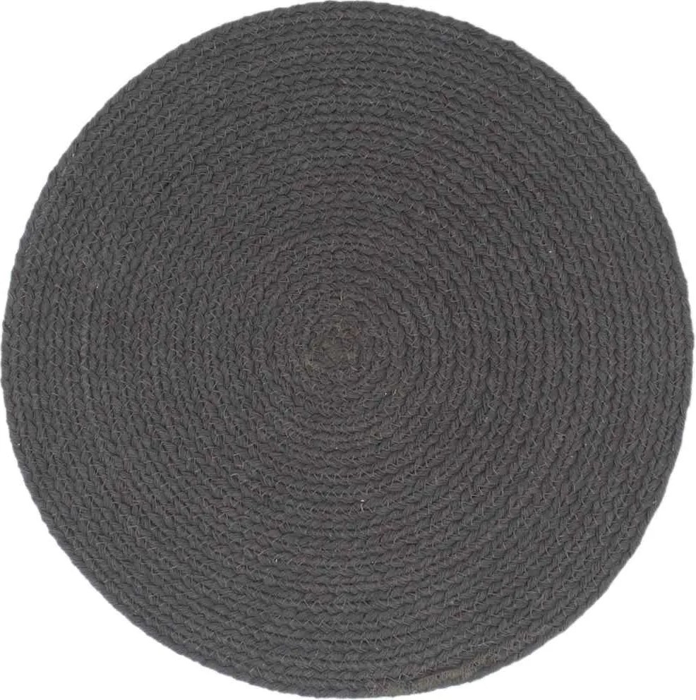 Prostírání 4 ks tmavě šedé 38 cm kulaté bavlna 133846