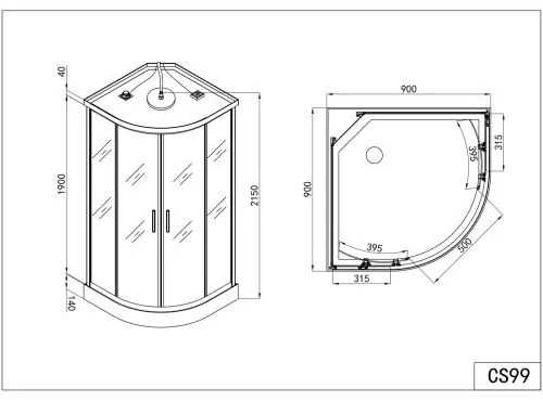 MONTÁŽ BEZ SILIKONU - Sprchový parní box RELAX 90x90x215 (CS99)
