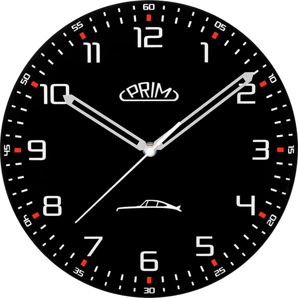 PRIM Černé nástěnné hodiny Prim Speedline - černo-bílé  E09.5530.9000