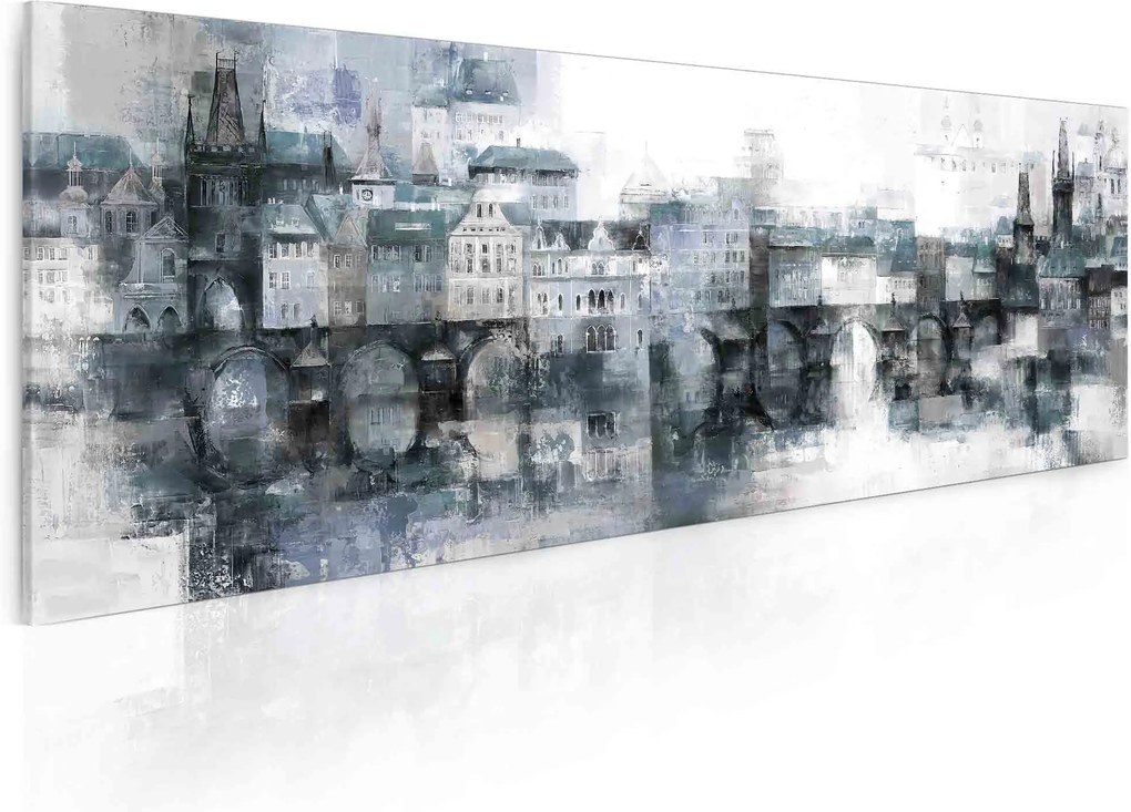 Obraz snové pražské panoráma - šedé Velikost (šířka x výška): 200x80 cm