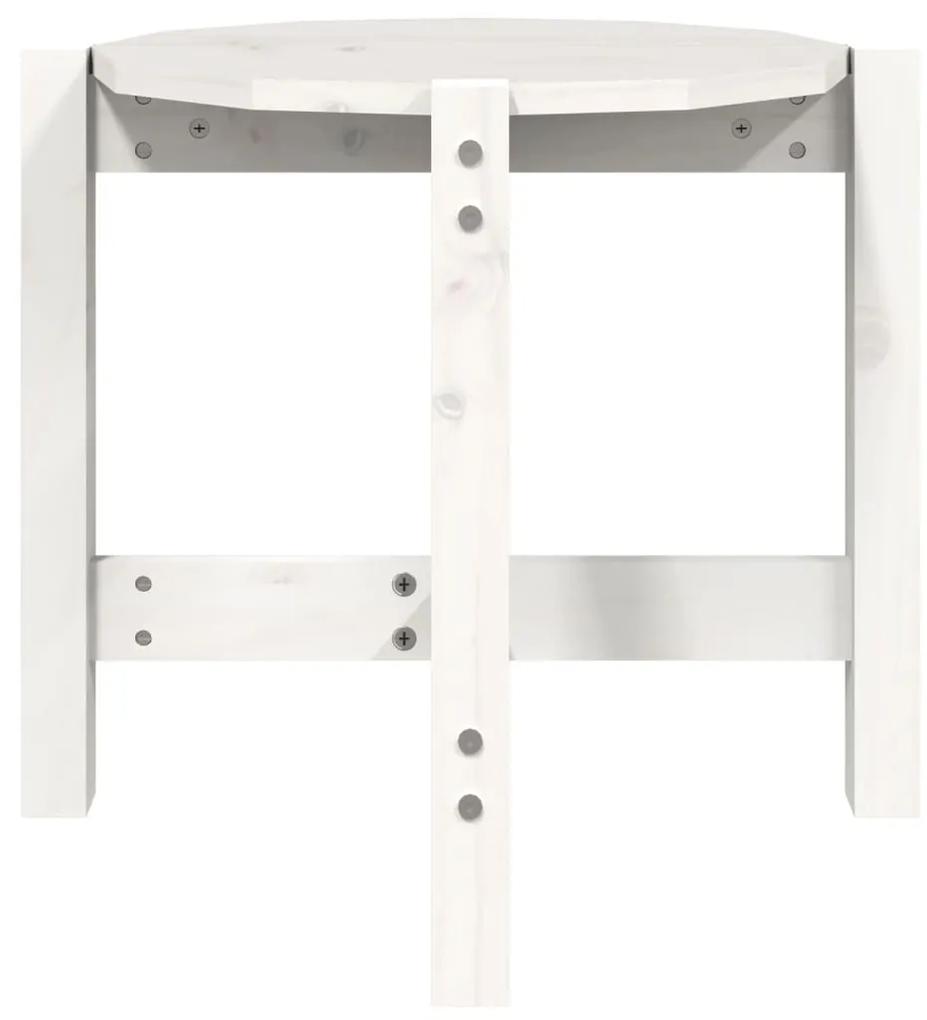 Konferenční stolek bílý Ø 52,5 x 45 cm masivní borové dřevo - Default Title
