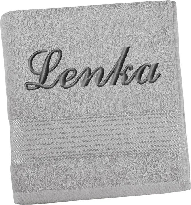 Bellatex Froté ručník proužek s výšivkou jména Šedá 50x100 cm