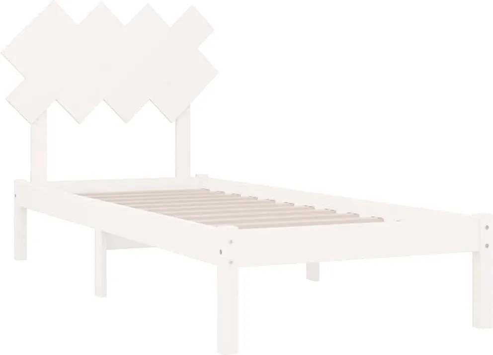 Rám postele bílý 90 x 200 cm masivní dřevo 3104854