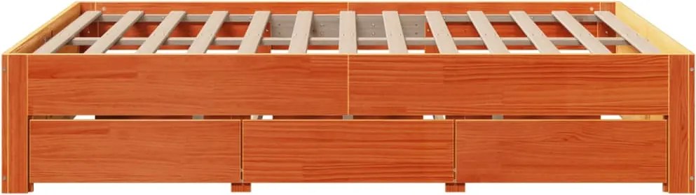 Postele bez matrace se zásuvkami hnědá 140x190cm masiv borovice 3308818