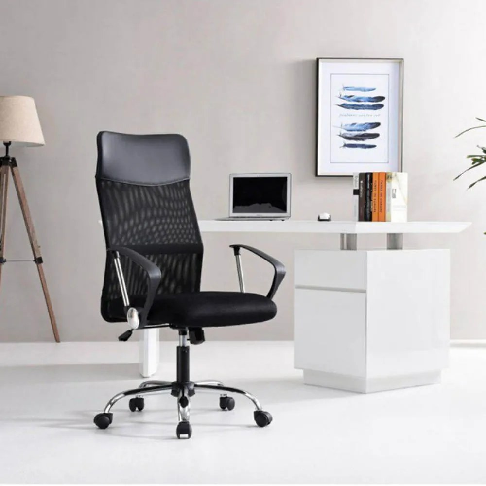 Ergonomická kancelářská židle s vysokou opěrkou - černá