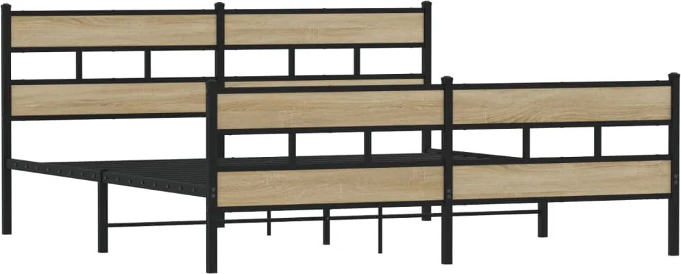 Kovový rám postele bez matrace dub sonoma 200 x 200 cm 3308475