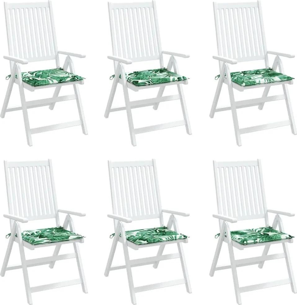 vidaXL Podušky na židli 6 ks vzor listů 50 x 50 x 3 cm textil [361070]