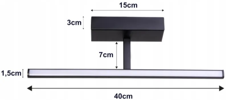 BERGE Nástěnné svítidlo LED do koupelny - 40 cm - 9W černé