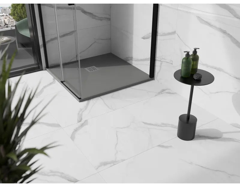 Mexen Stone+, čtvercová vanička z minerálního kompozitu 100 x 100 cm, šedá-betonová, 44611010