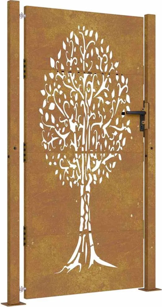 Zahradní branka 100 x 175 cm z cortenové oceli, design stromu 153218