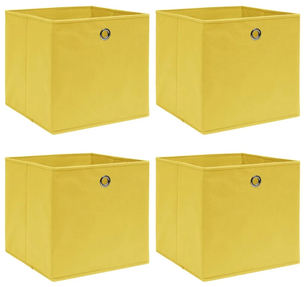 Úložné boxy 4 ks žluté 32 x 32 x 32 cm textil 288365