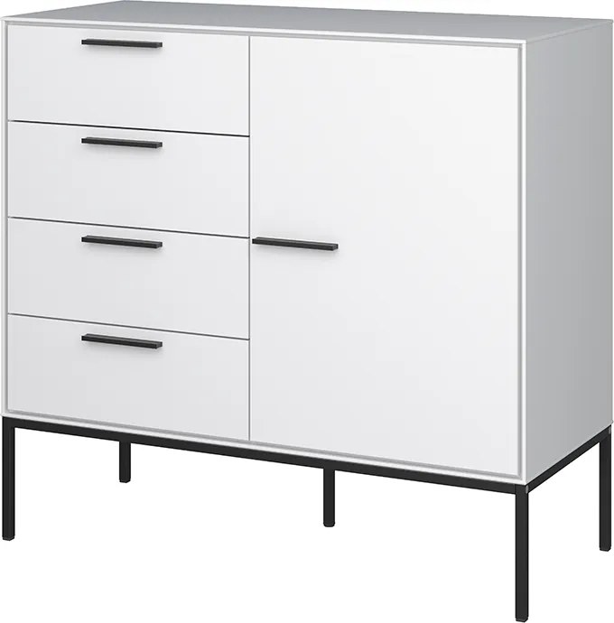 KONSIMO Komoda SLIMLINE 4 zásuvky bílá 93 x 87 x 40 cm