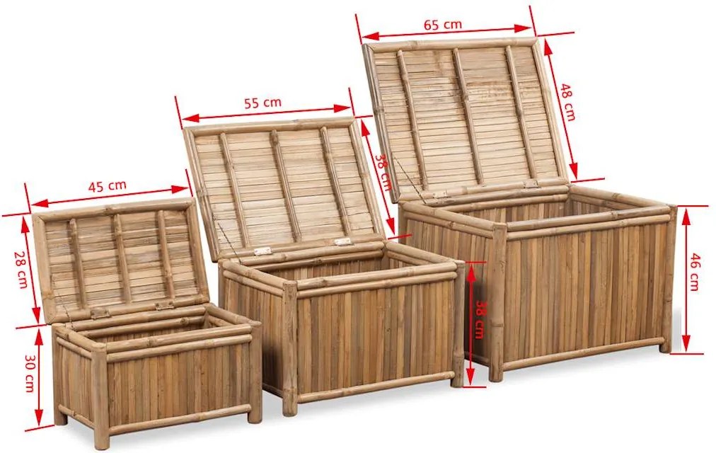Úložné boxy 3 ks bambus 242495