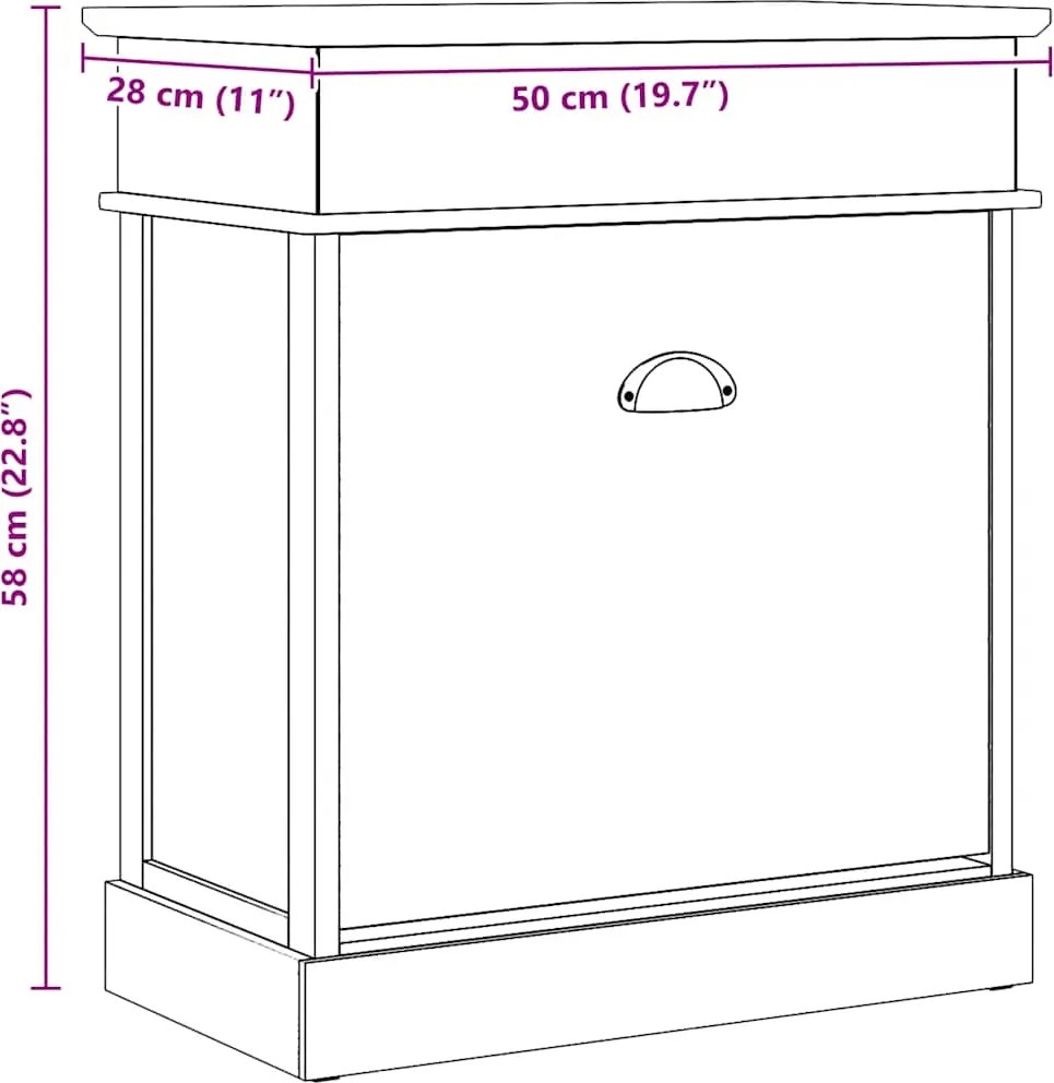 vidaXL Marketos Botník šedý 50 x 28 x 58 cm dřevo pavlovnie
