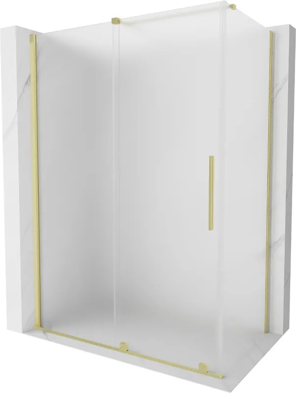 Mexen Velar, sprchový kout s posuvnými dveřmi 140 x 70 cm, 8mm sklo námraza, zlatá matná, 871-140-070-31-55