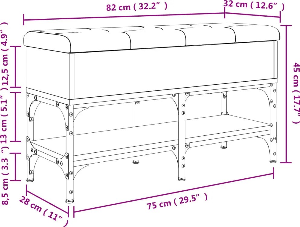 vidaXL Lavice s botníkem 82 x 32 x 45 cm kompozitní dřevo [835175] Barva: kouřový dub