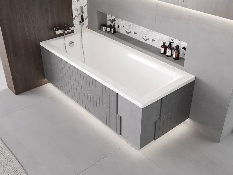 Mexen X-ST, polystyrenový plášť na obdélníkovou vanu 160-190 x 70-90 cm, LED drážka, bílá, 55021-01