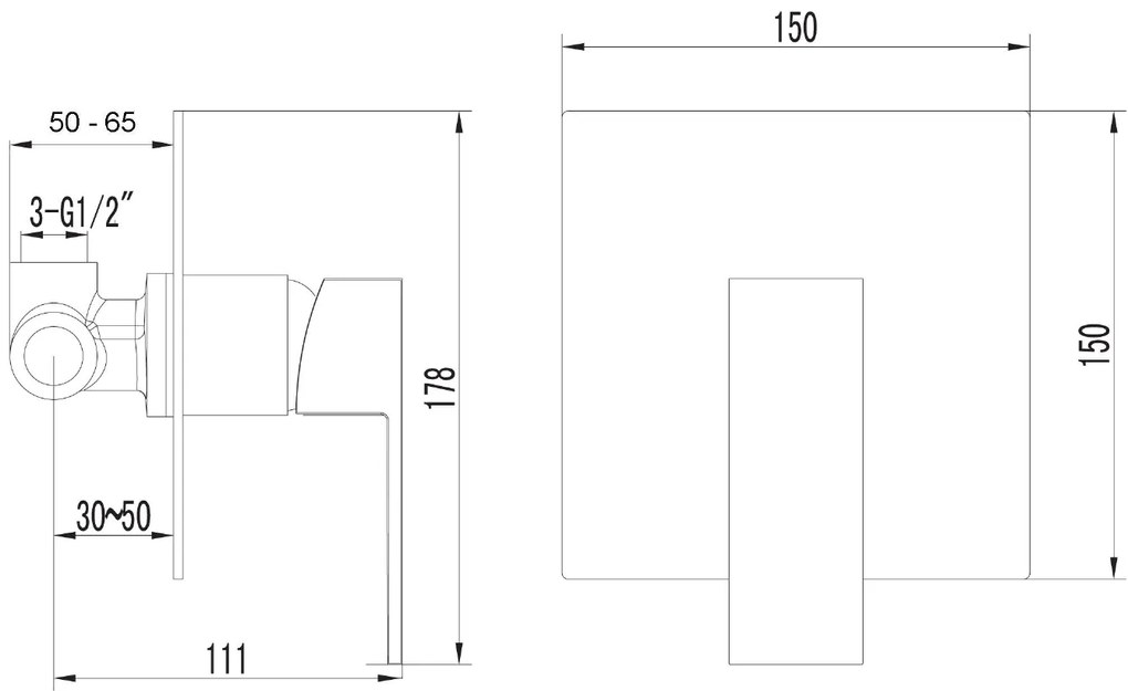 Sapho, LATUS podomítková sprchová baterie, 1 výstup, chrom, 1102-41
