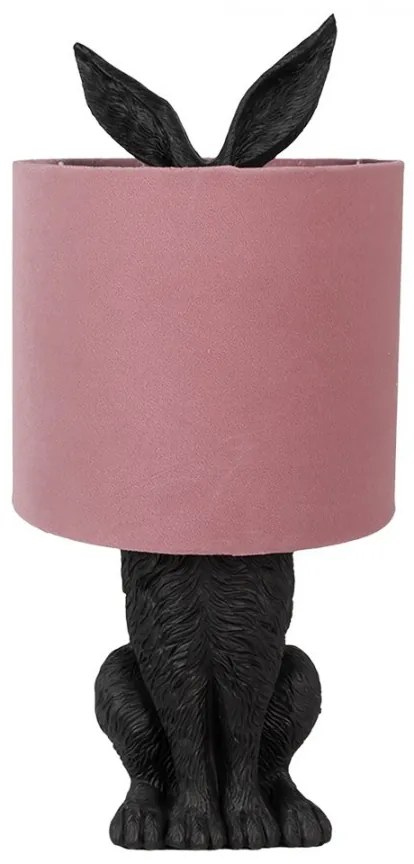 Černá stolní lampa králík s růžovým stínidlem Rabbi - Ø 20*43 cm