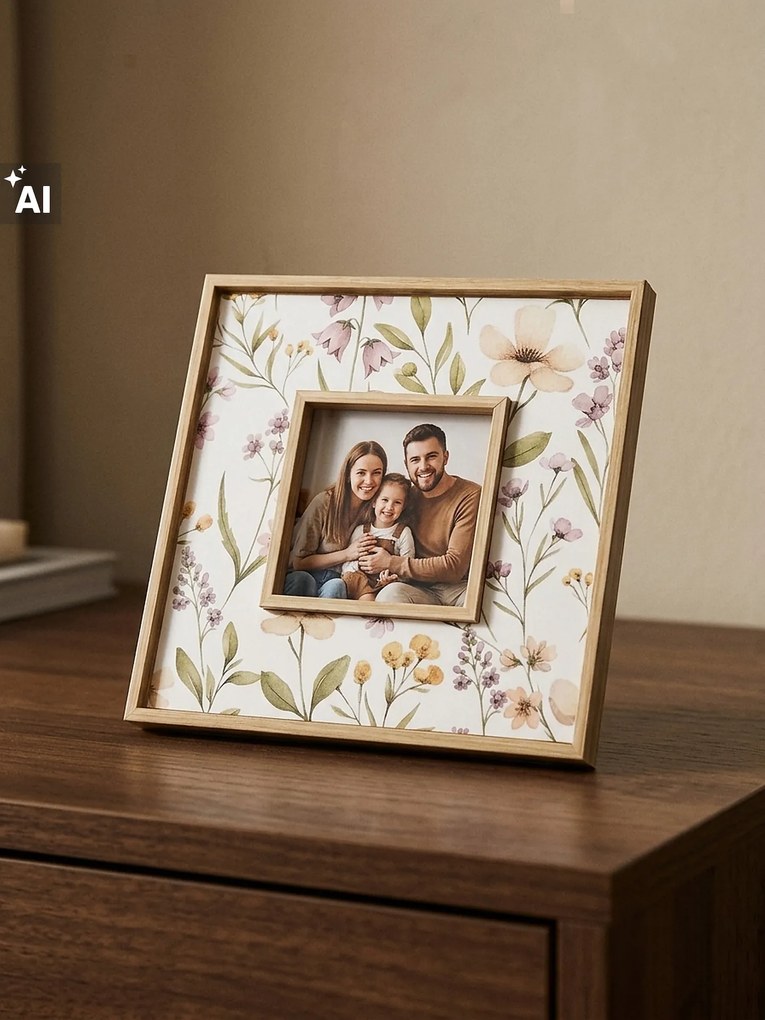 Sinsay - Rámeček na fotografie s květinami - béžová