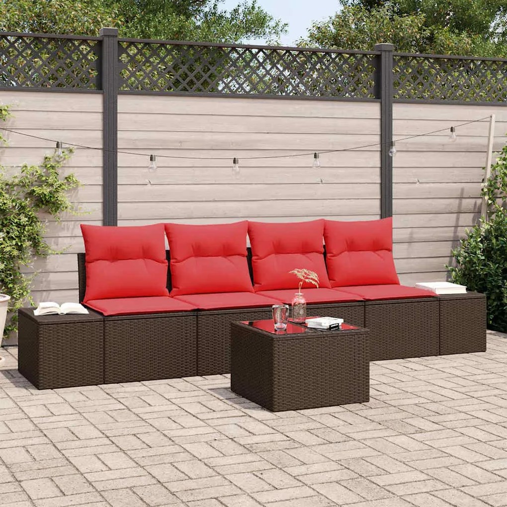 Set pohovek 5 ks Hnědá polyratan 3346934