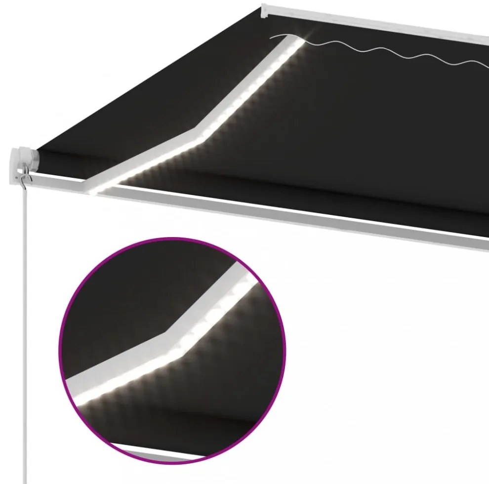 Ručně zatahovací markýza s LED světlem 600x300 cm Dekorhome Bílá / žlutá