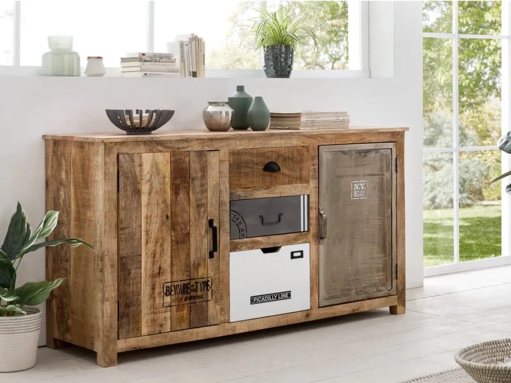 furniture-nabytek.cz - Masivní příborník Padma z mangového dřeva, lakovaný, přírodní barva