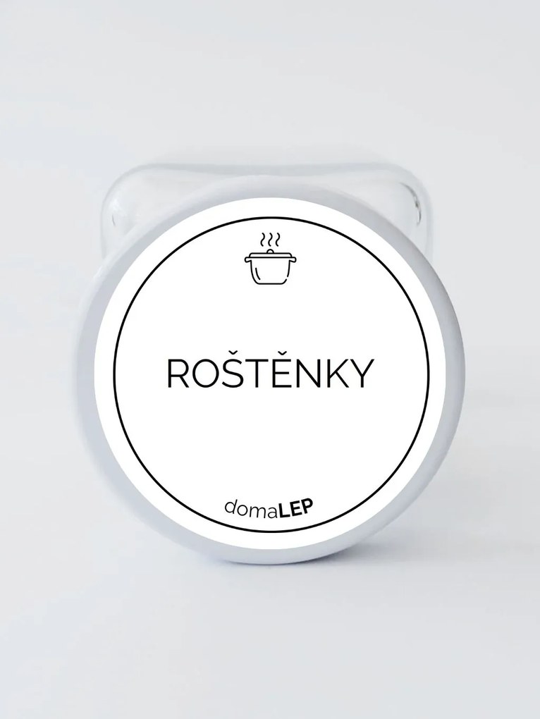 Samolepka na kořenky ROŠTĚNKY bílá 5 cm základní písmo