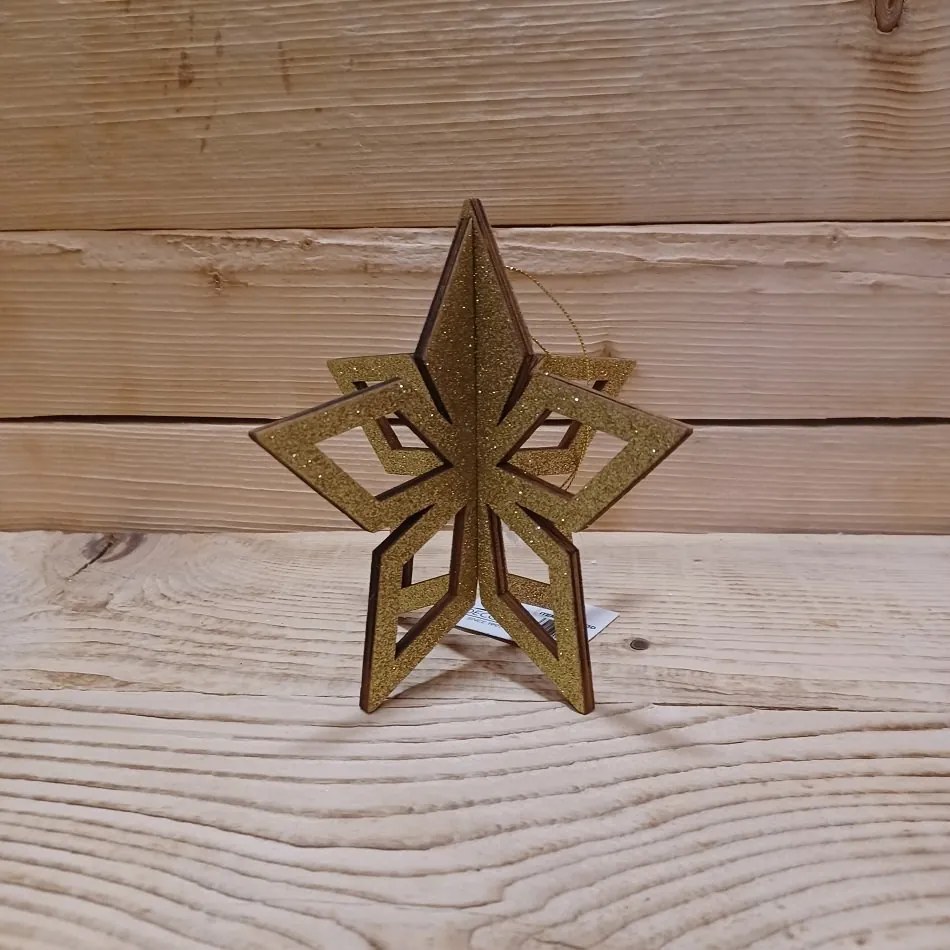 Vánoční ozdoba zlatá hvězda, 3D, 15 cm