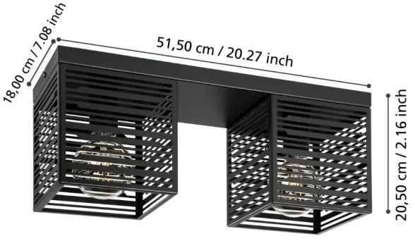 Eglo 900356 - Stropní svítidlo PIEDRITAS 2xE27/40W/230V