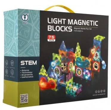 Teddies Kuličková dráha magnetická plast 75 ks 8 kuliček s doplňky se světlem